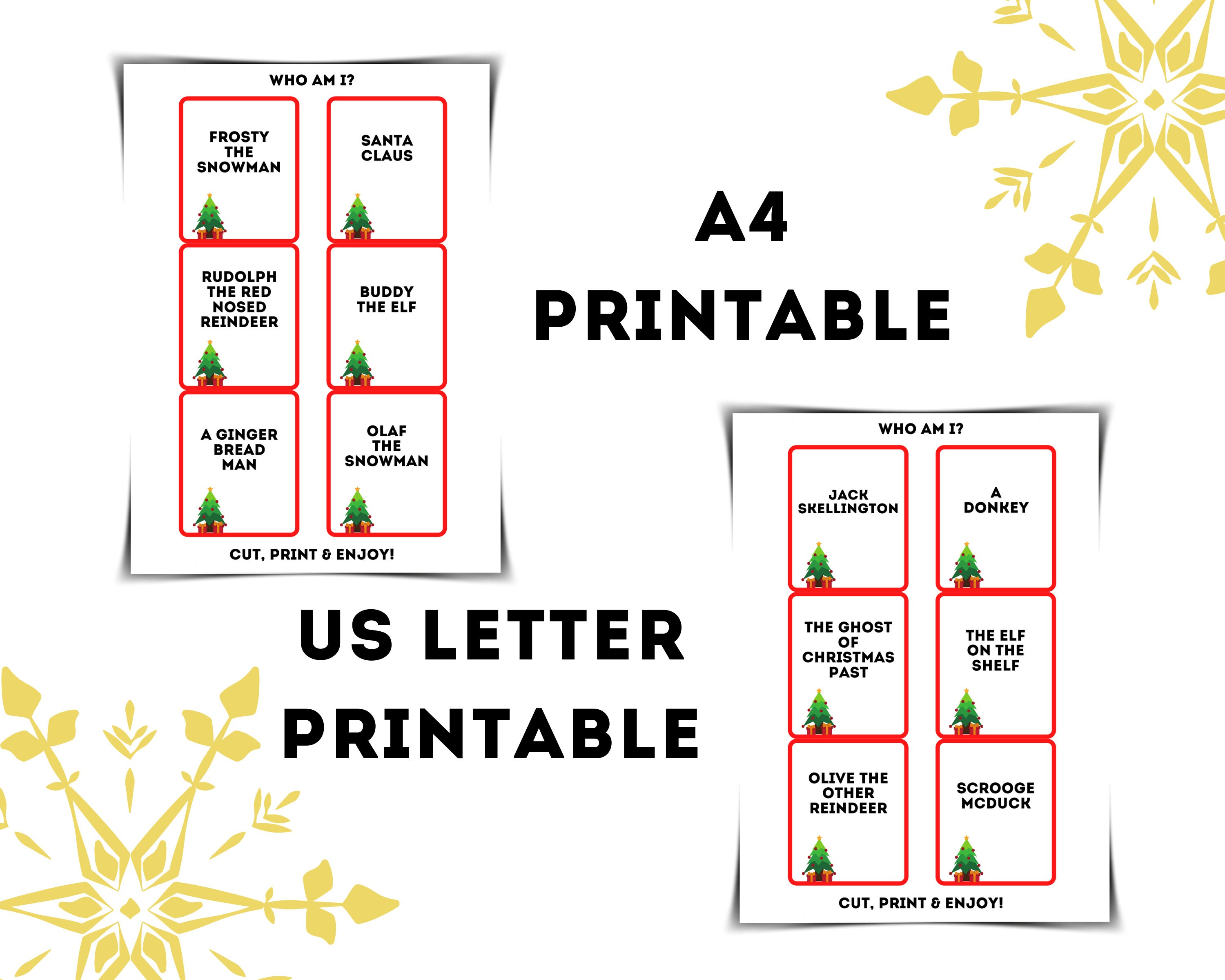 Christmas Who Am I Card Game Christmas Kids Games Christmas Party Game ...