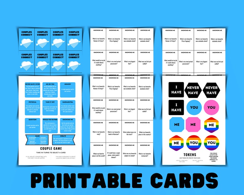 Printable Couples Card Game: Romantic Date Night Questions (digital ...