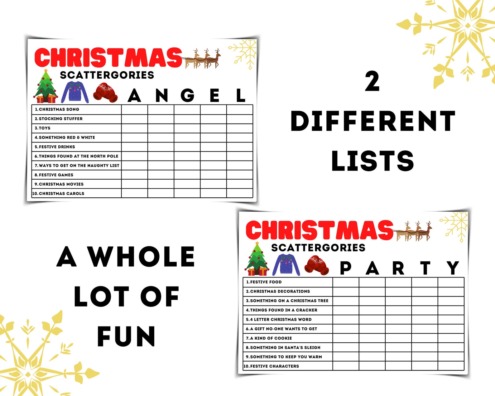 Christmas Scattergories -christmas Scattagories - Christmas Party Game ...