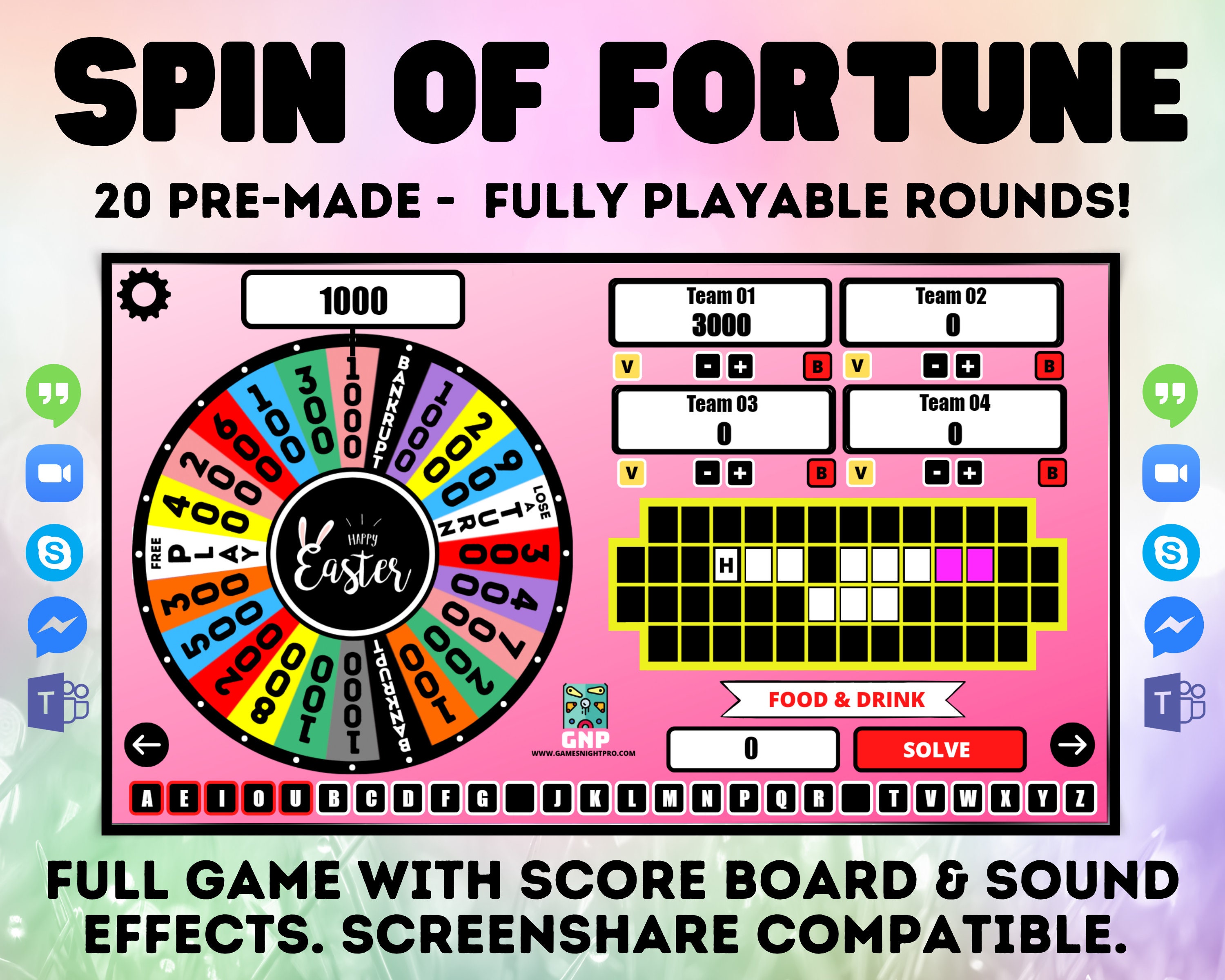 Wheel of Fortune Easter - Zoom Games - Party Games - Team Building Game ...