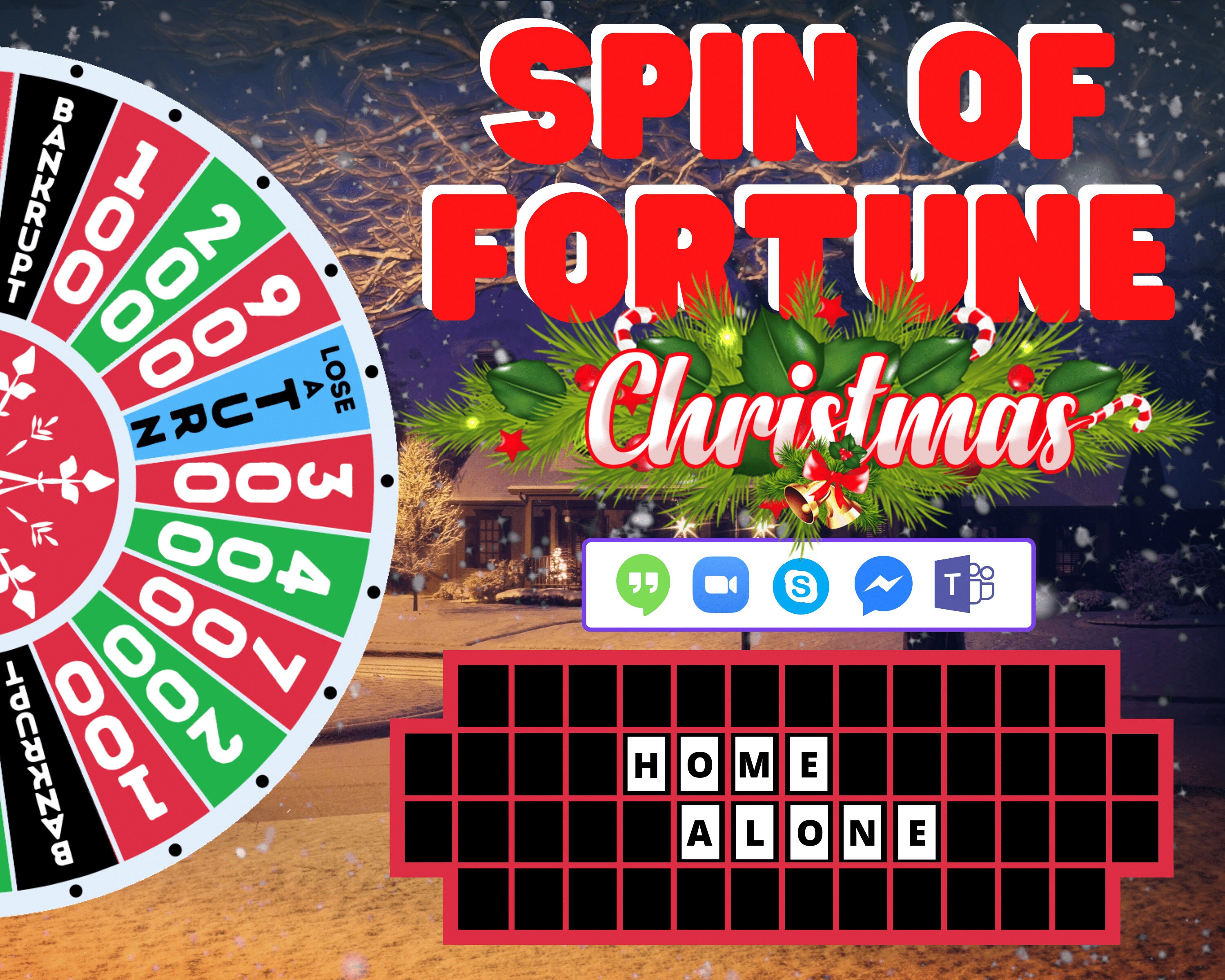 Christmas Wheel of Fortune Game: Virtual Party Game (digital Download ...