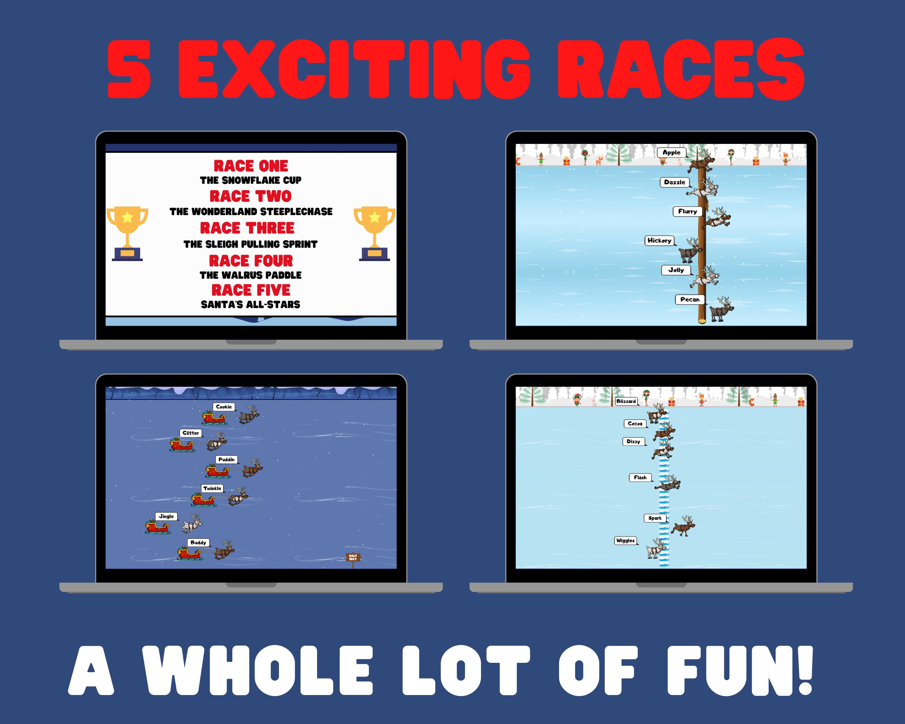Reindeer Racing Christmas Game: Virtual Party Game (digital Download ...