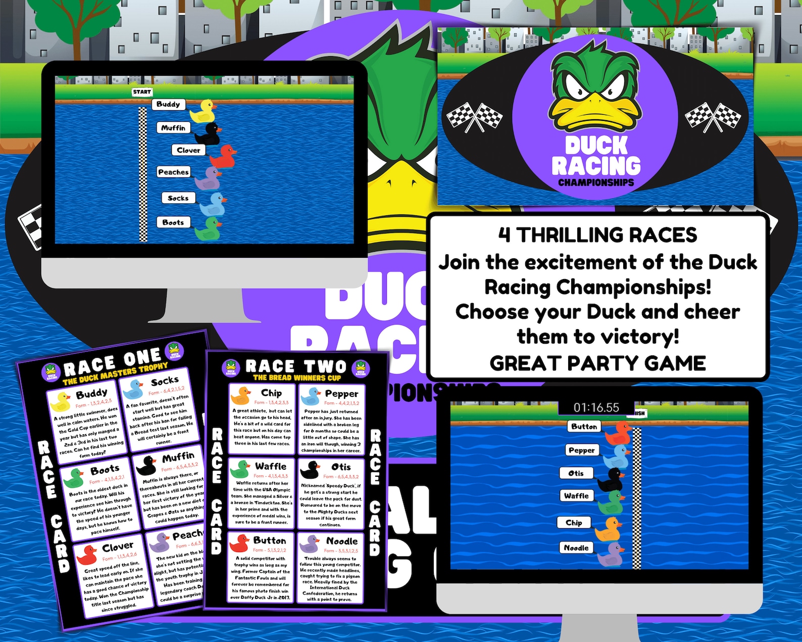 Virtual Racing Games Duck Racing Dog Racing Zombie - Etsy UK