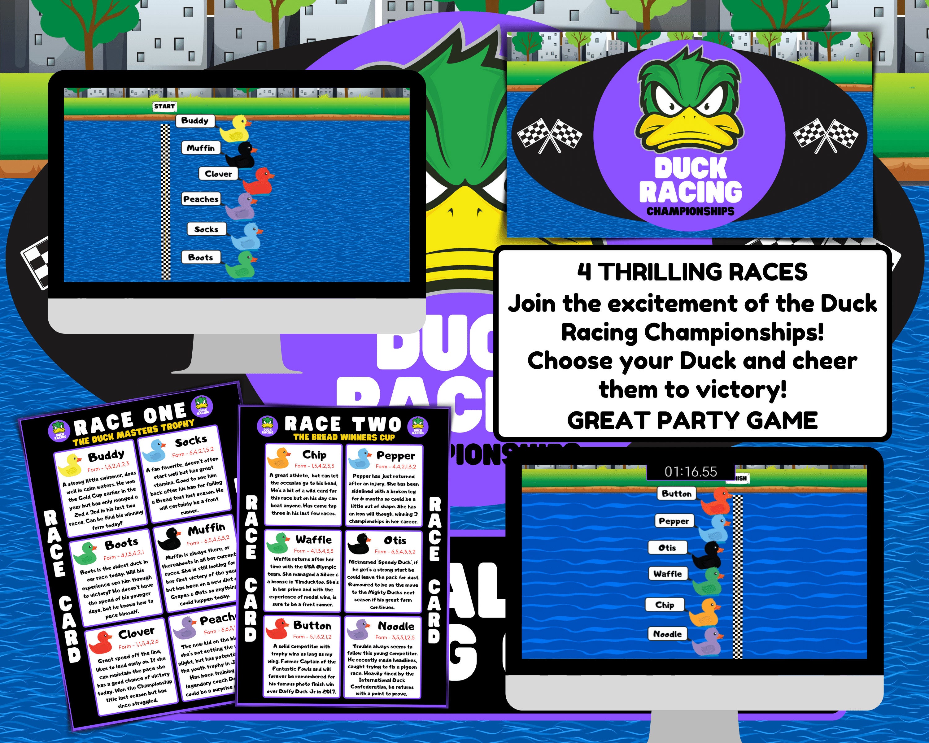 Virtual Racing Games Duck Racing Dog Racing Zombie - Etsy UK