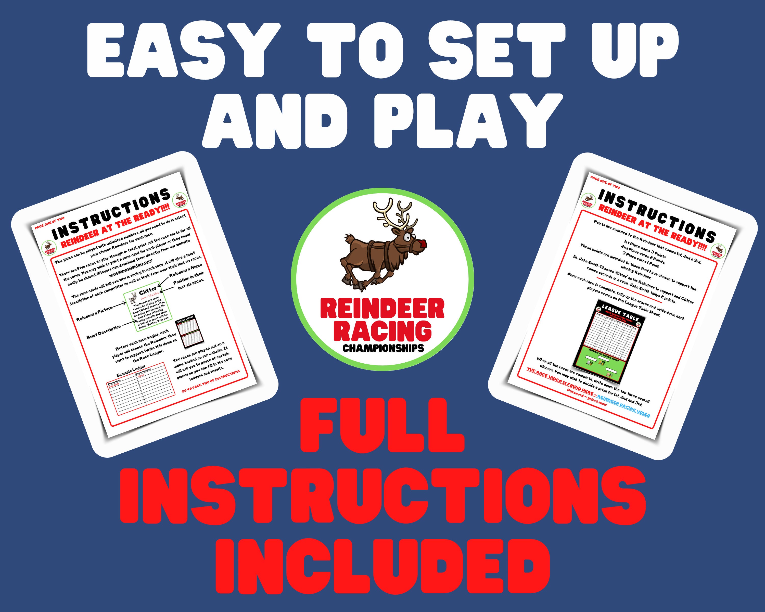 Reindeer Racing Family Christmas Game Christmas Party Game Classroom ...