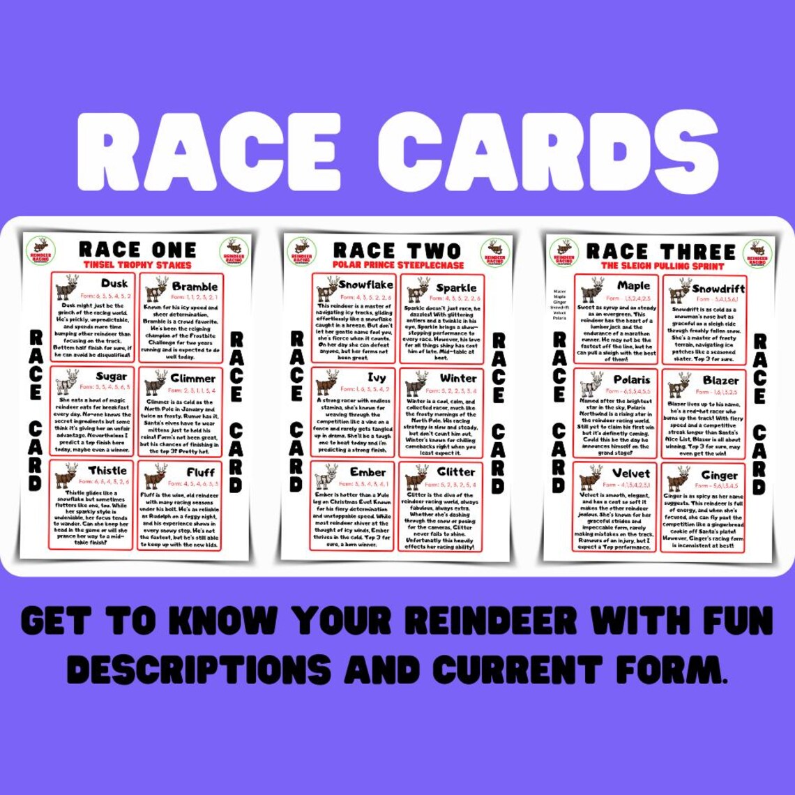 Reindeer Racing Christmas Game: Virtual Party Game (digital Download ...