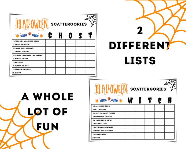 Halloween Scattergories - Halloween Scattagories - Halloween Party Game ...