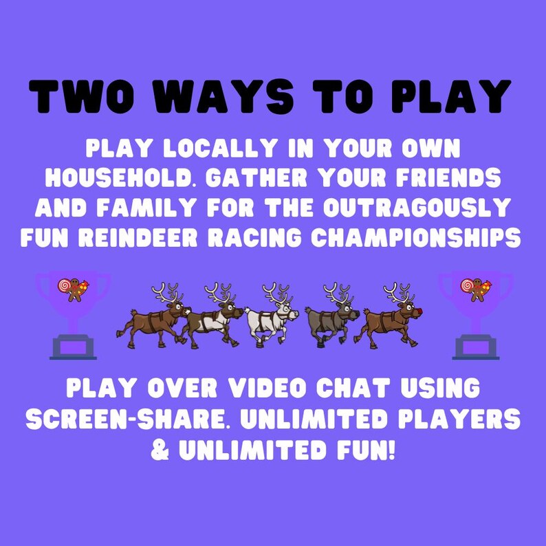 Reindeer Racing Christmas Game: Virtual Party Game (digital Download ...