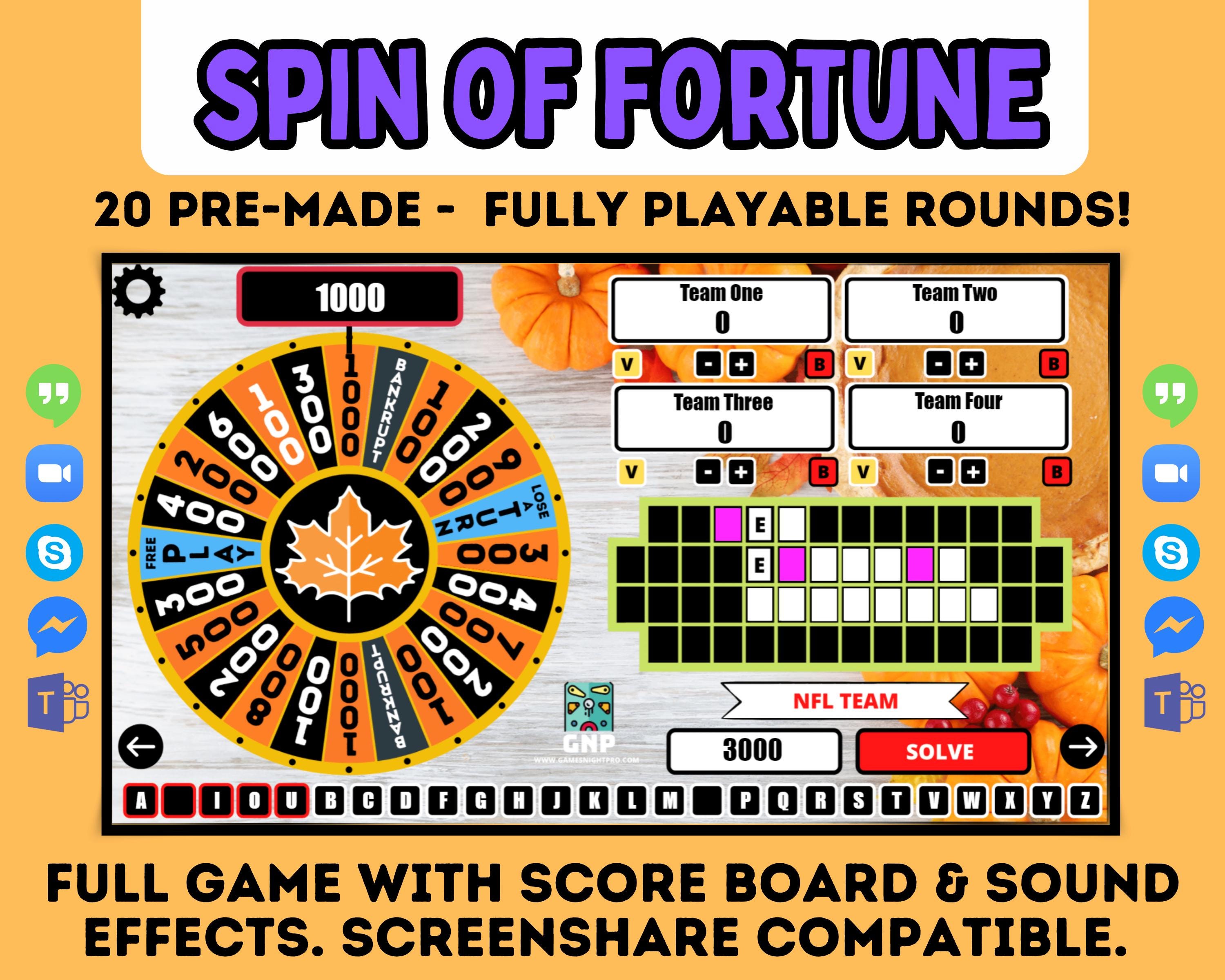 Thanksgiving Wheel of Fortune Game: Virtual Party Fun (digital File) - Etsy