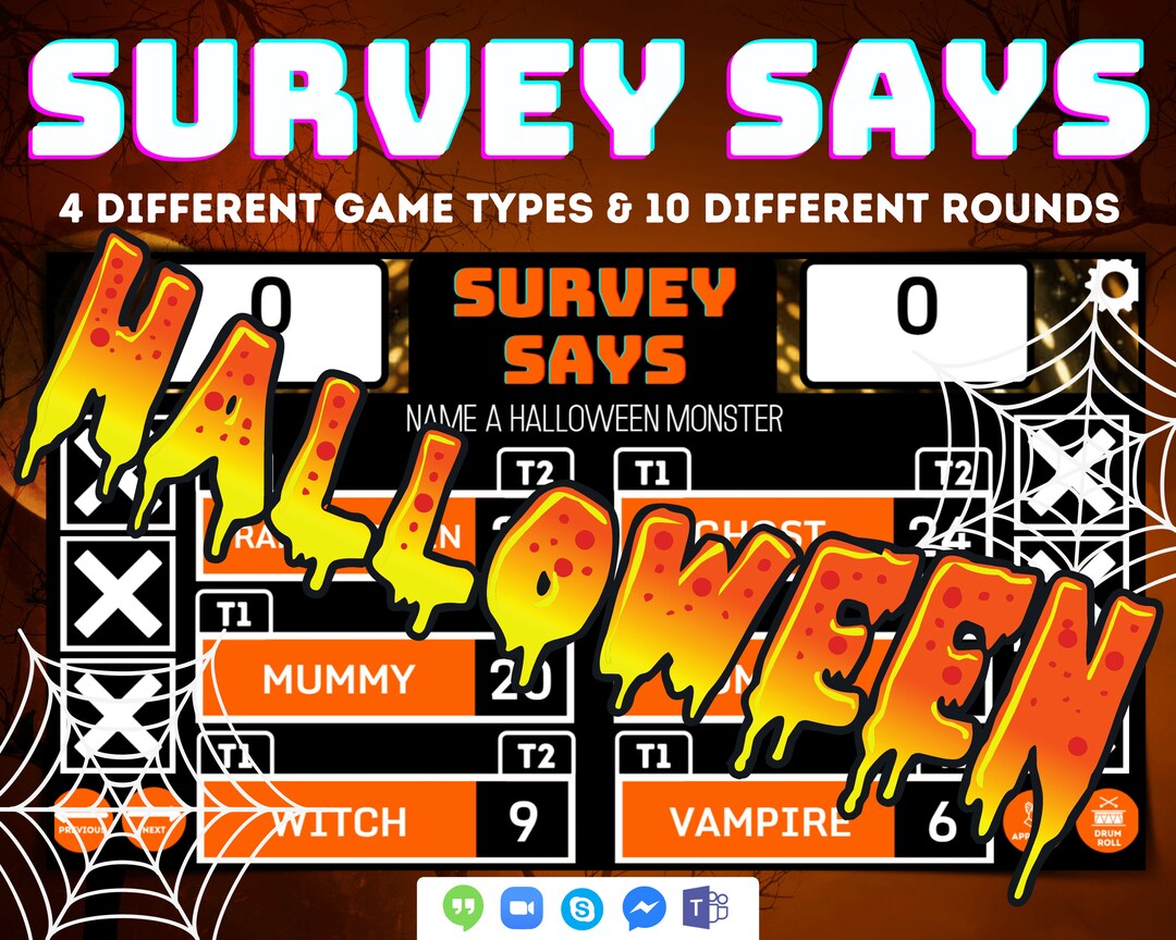 Halloween Family Feud - Halloween Survey Says - Halloween Party Game ...