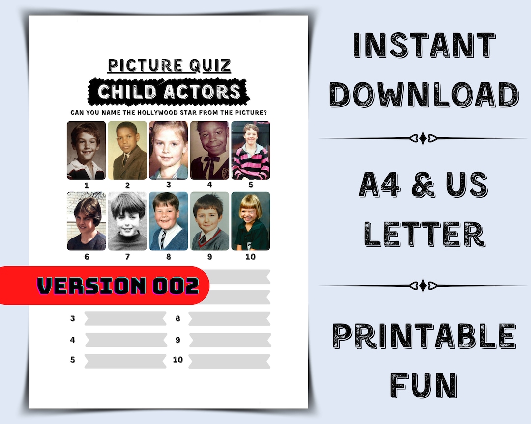Printable Picture Quiz - Child Actors | Pub Quiz Picture Round | Actors ...