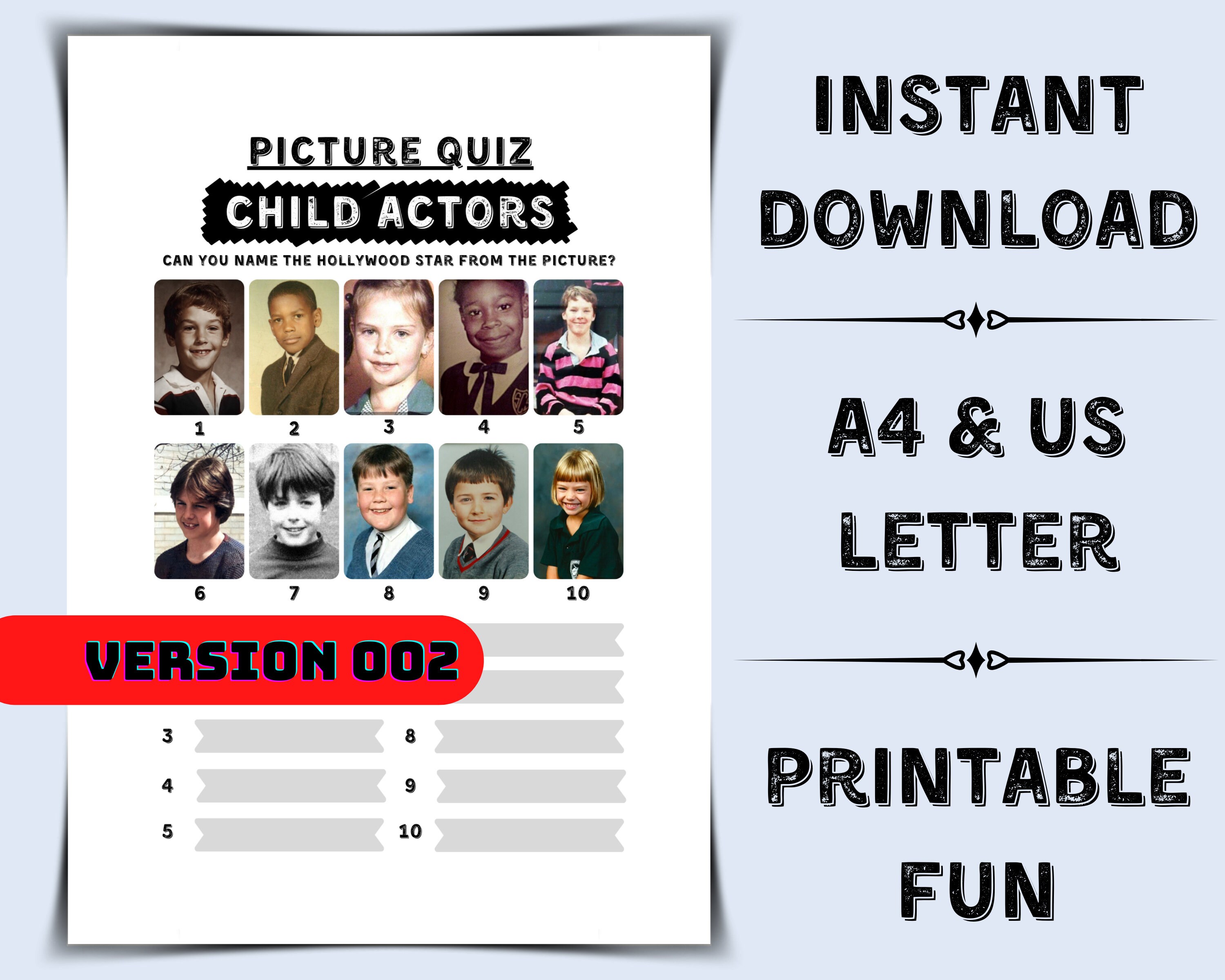 Printable Picture Quiz - Child Actors | Pub Quiz Picture Round | Actors ...
