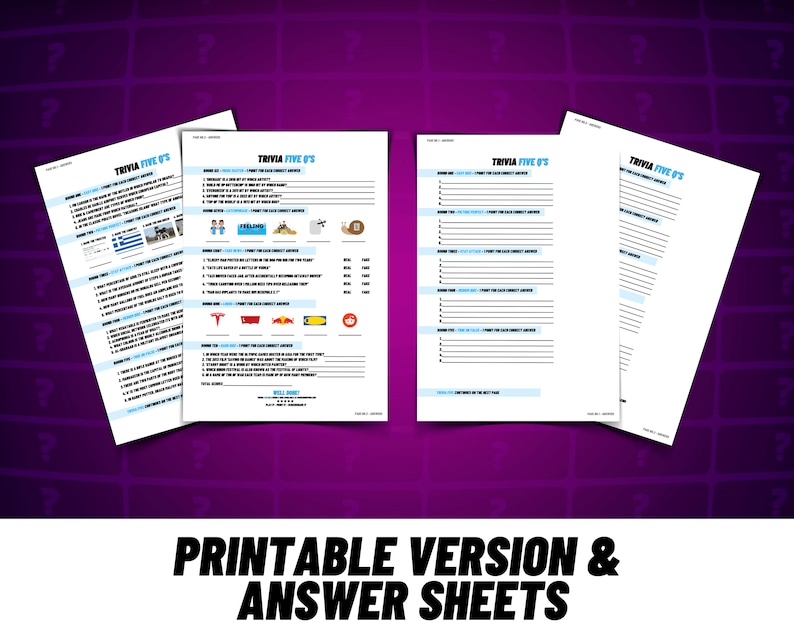 Weekly Trivia Quiz Game Printable Questions & Answers Zoom - Etsy