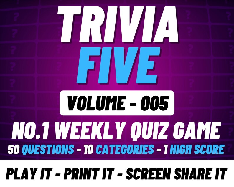 Weekly Trivia Quiz Game Printable Questions & Answers Zoom - Etsy