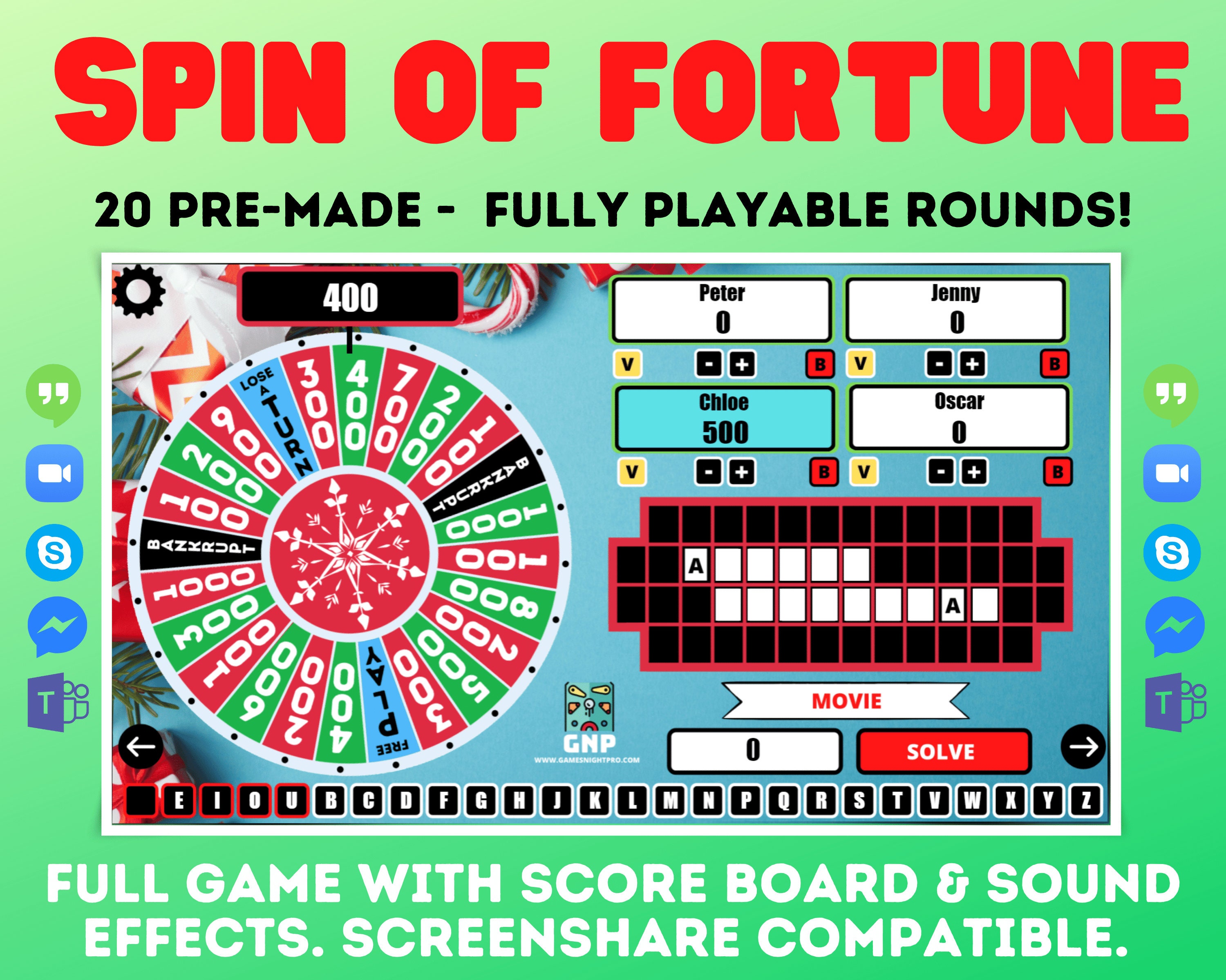 Christmas Wheel of Fortune Game: Virtual Party Game (digital Download ...