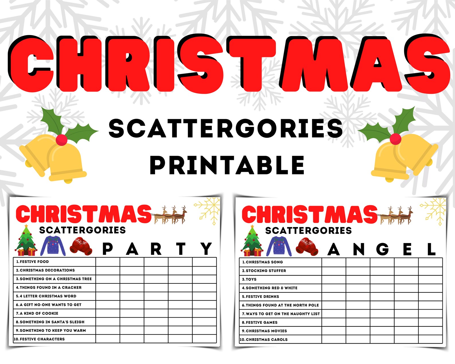 Christmas Scattergories -christmas Scattagories - Christmas Party Game ...