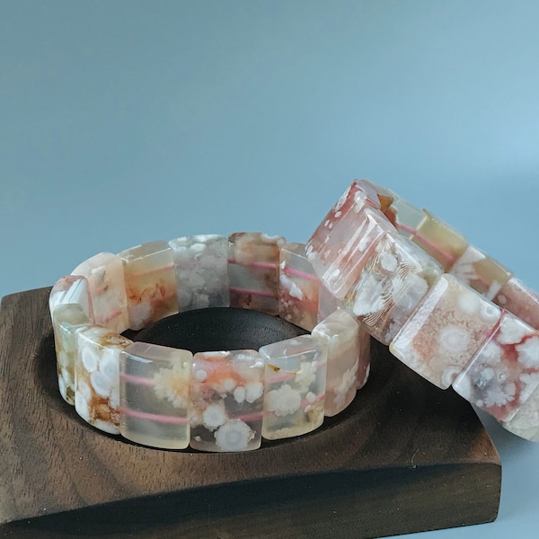 Cherry Blossom Agate Bangle Bracelet - Etsy