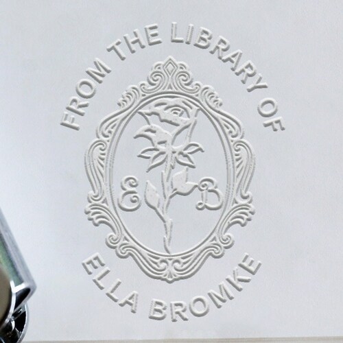 Custom Book Embosser With Rose Personalized Retro Embosser | Etsy