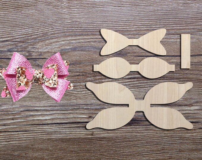 Three Layered Bow Wooden Cut Outs Hair Bow Templatetools for - Etsy