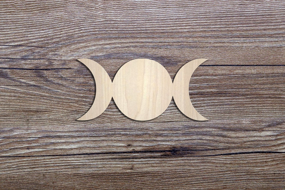 Triple Moon Shape Cutout, Triple Goddess Wooden Decor, Plain Shape for ...