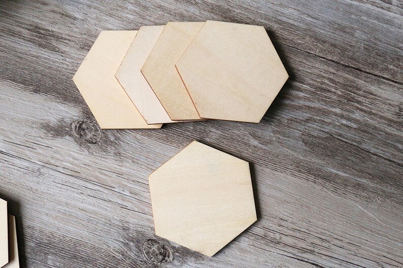 Unfinished Wooden Hexagon Cut Outs Plan Shape for | Etsy