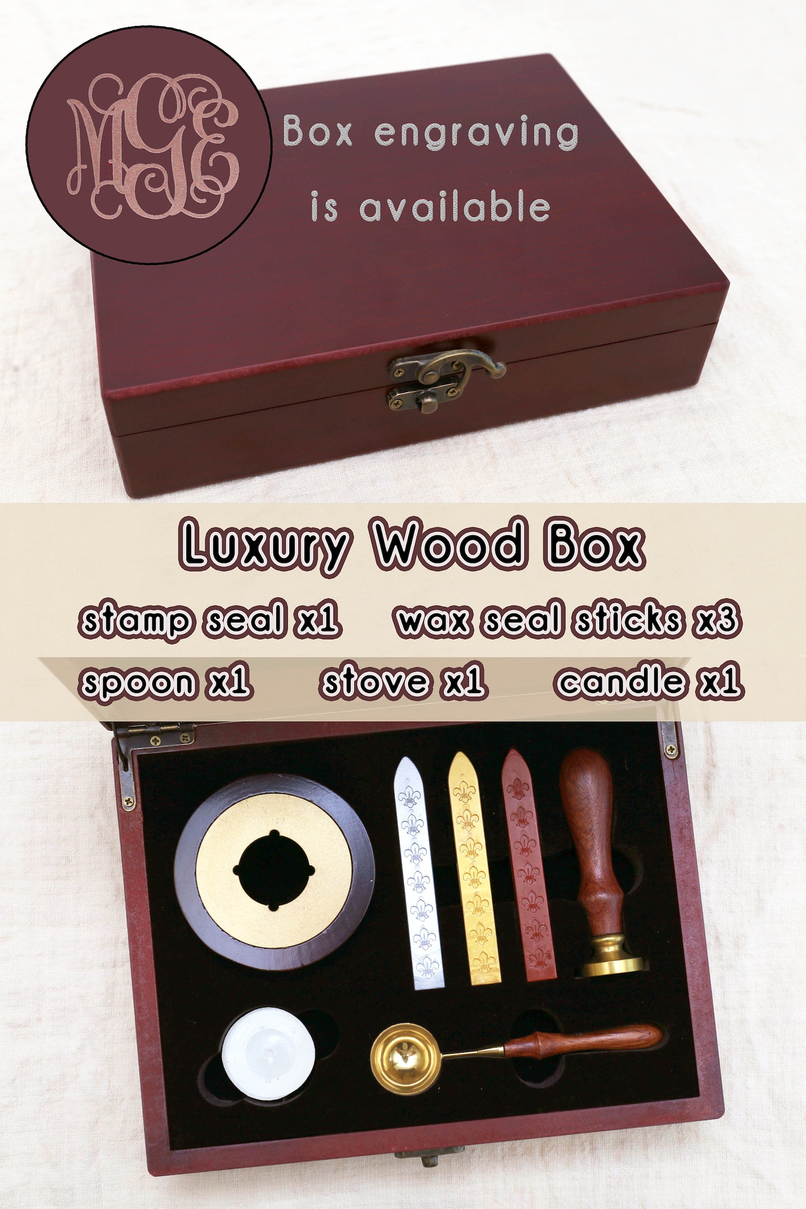 Custom Wax Seal Stamp With Initials personalized Wedding Wax - Etsy