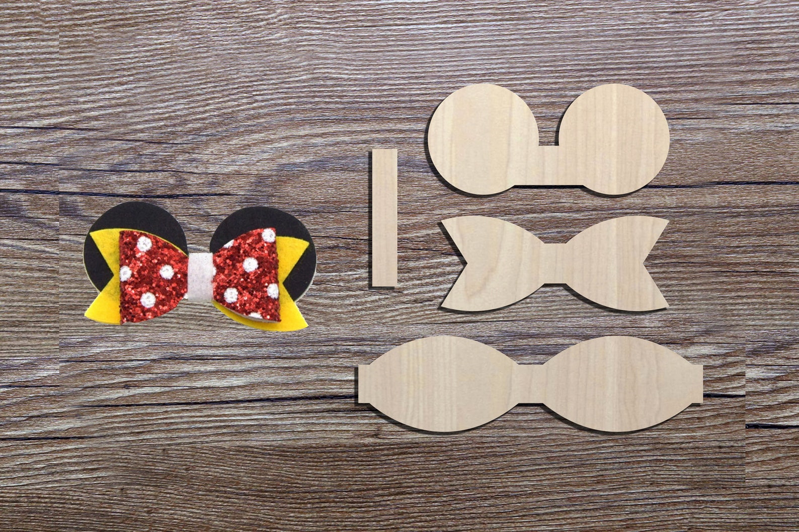 Mouse Ear Hair Bow Wooden Cut Outs Hair Bow Templatetools - Etsy