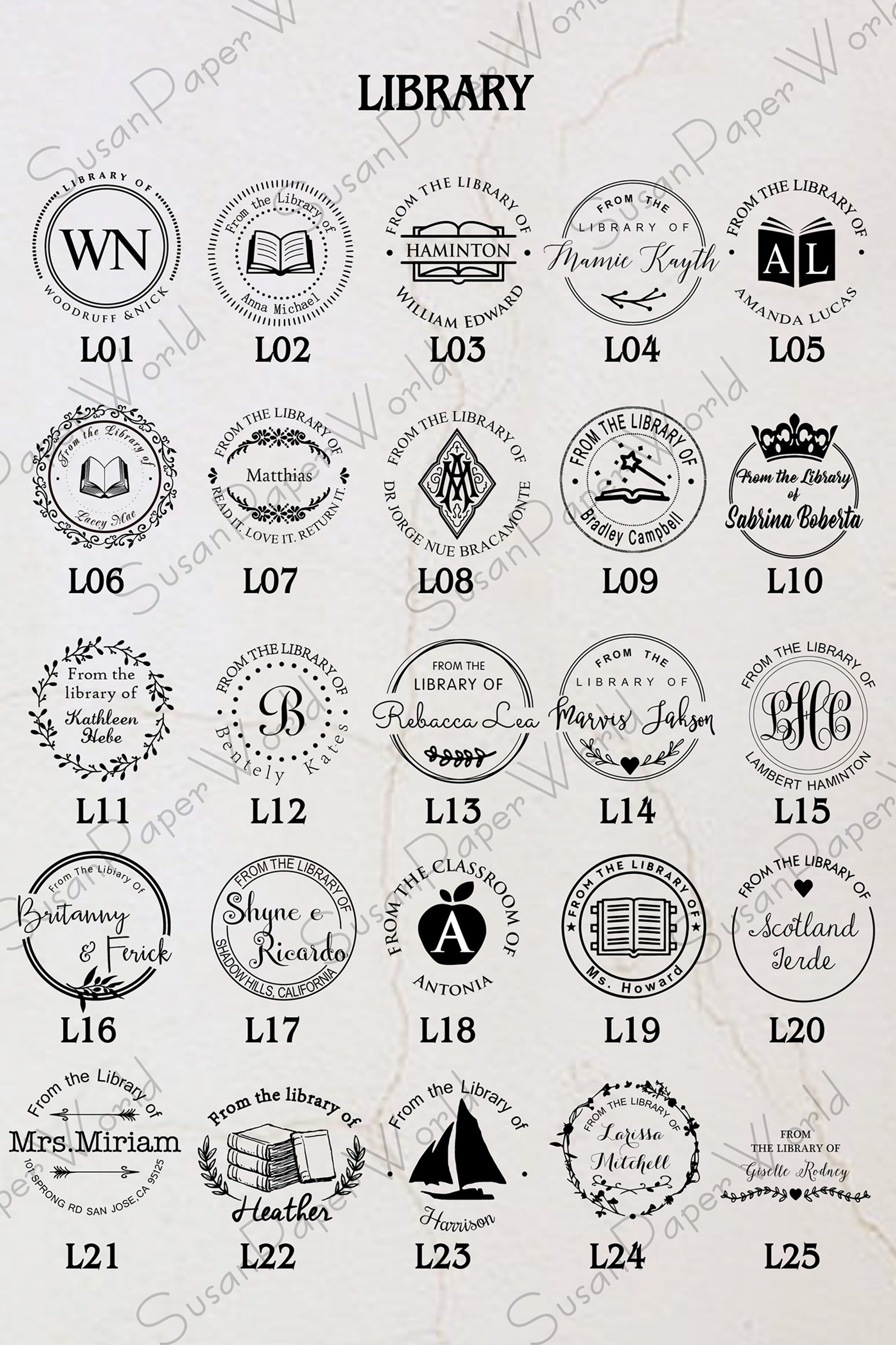 Custom Library Embosser Stamp,book Embosser,from the Library of ...