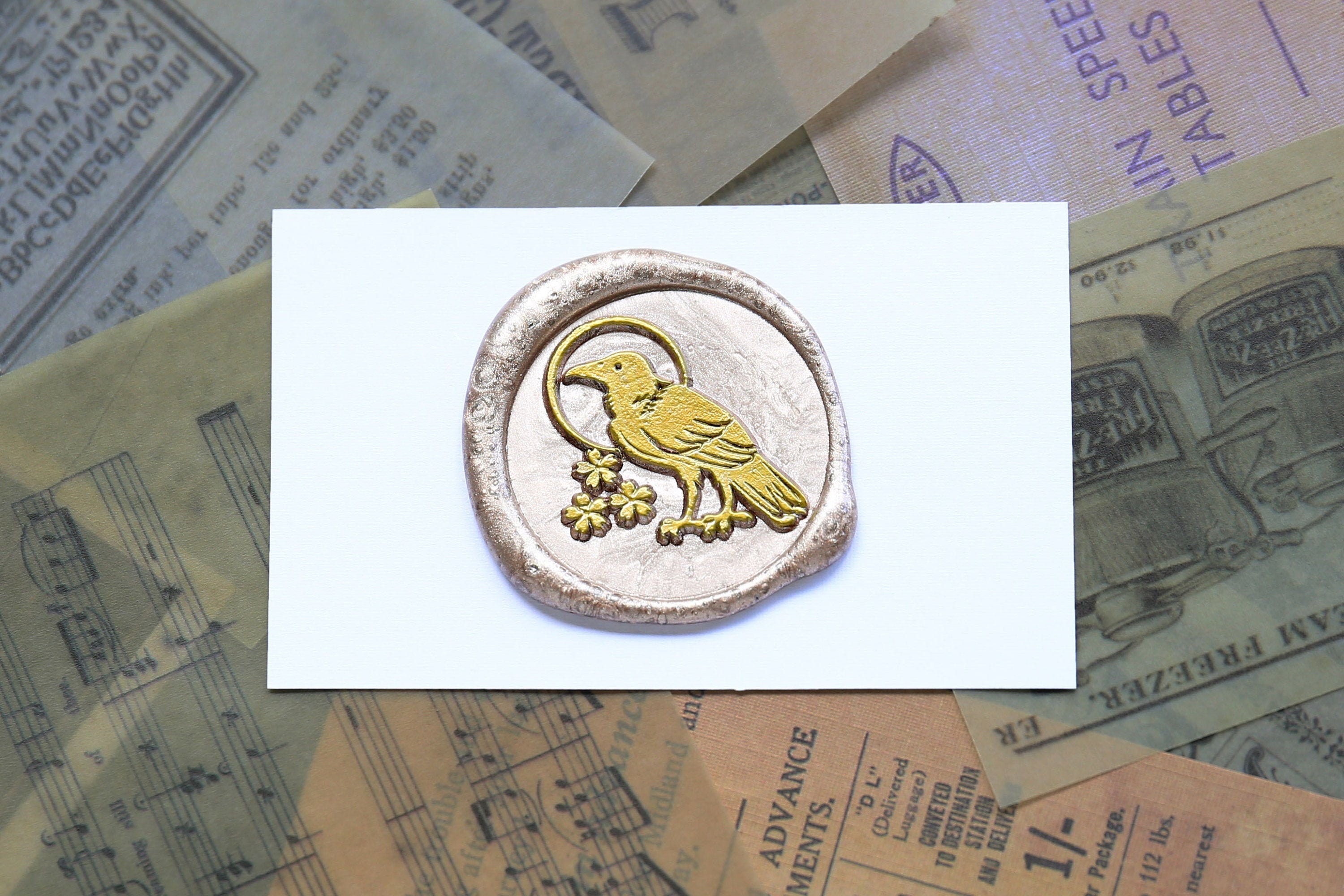 Raven with flowers wax seal stamp kit Raven sealing wax | Etsy