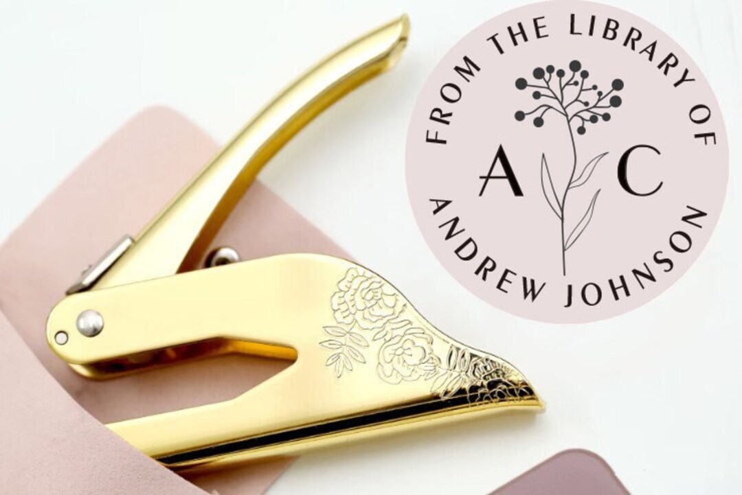 Gold Engraved Embosser, Personalized Library Book Stamp/book Lover Gift ...