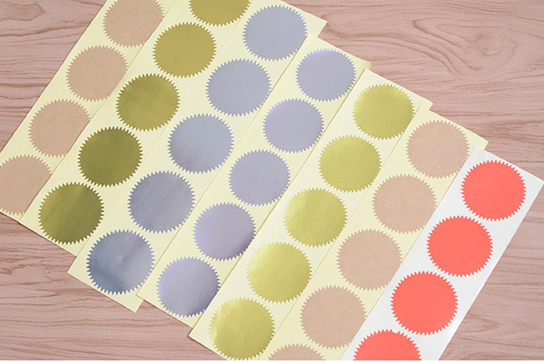 4 Colors Embosser Stickers, 45mm-50mm Round Embosser Stickers, Envelop ...