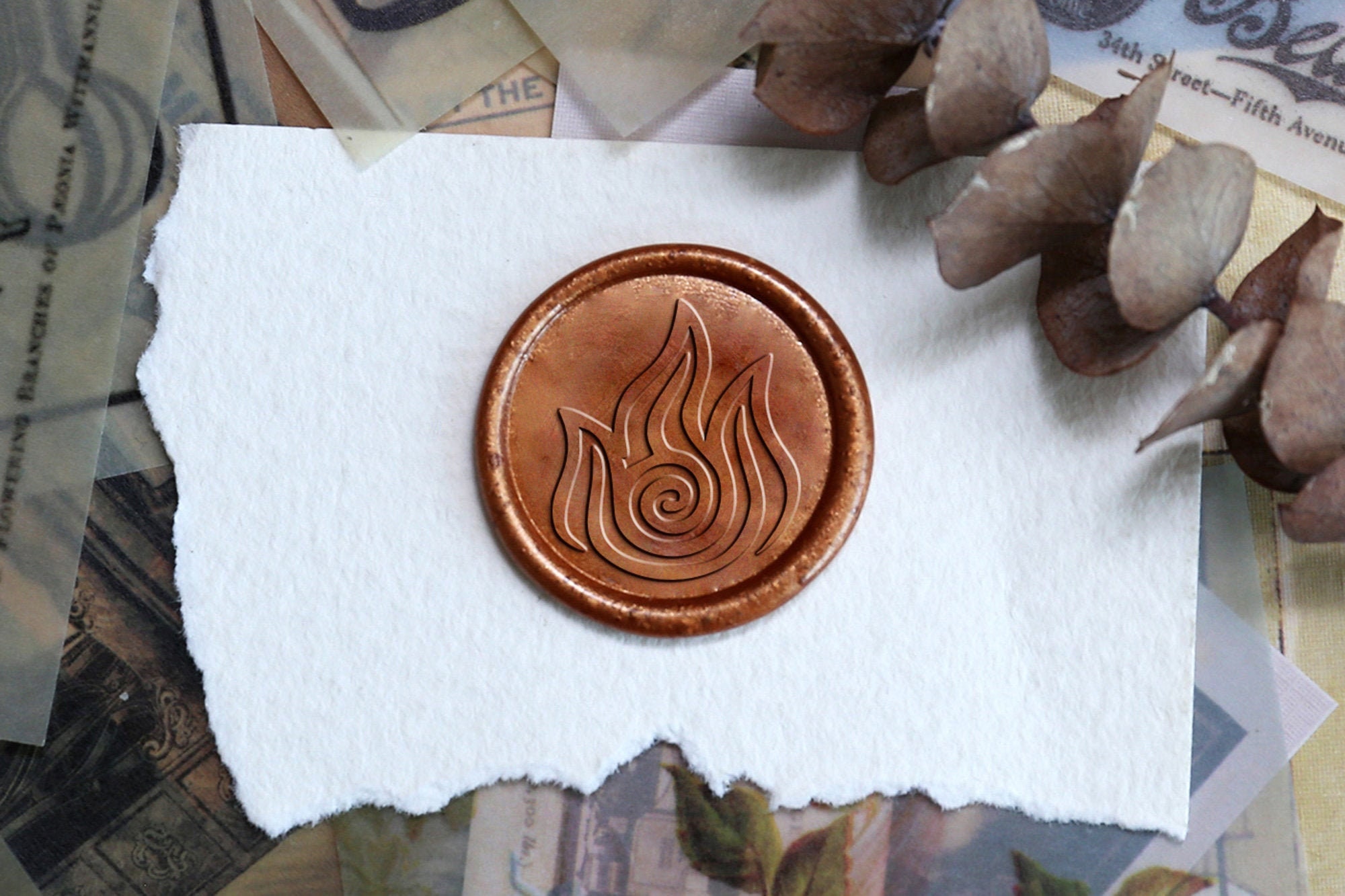 Fire Symbol wax seal stamp kit Fire sealing wax stamp kit | Etsy