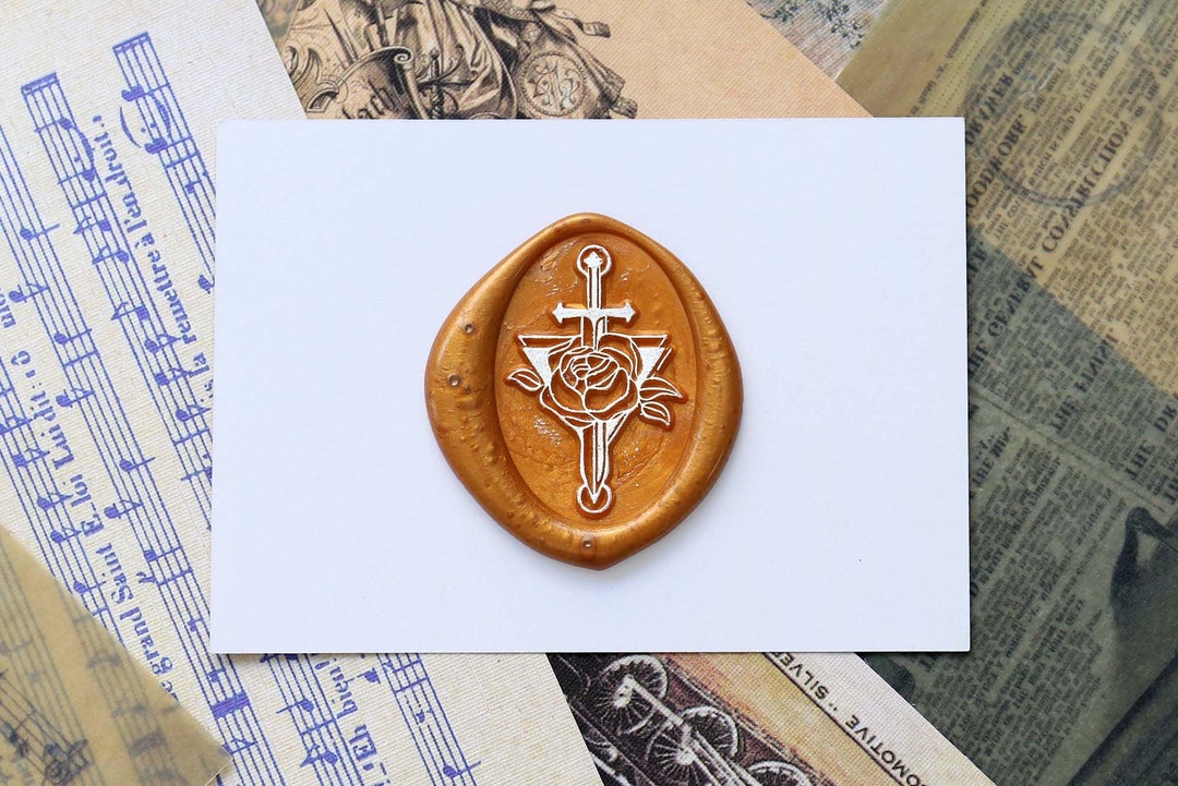 Sword and Rose Wax Seal Stamp Kit, Sword and Rose Seal Stamp Gift ...