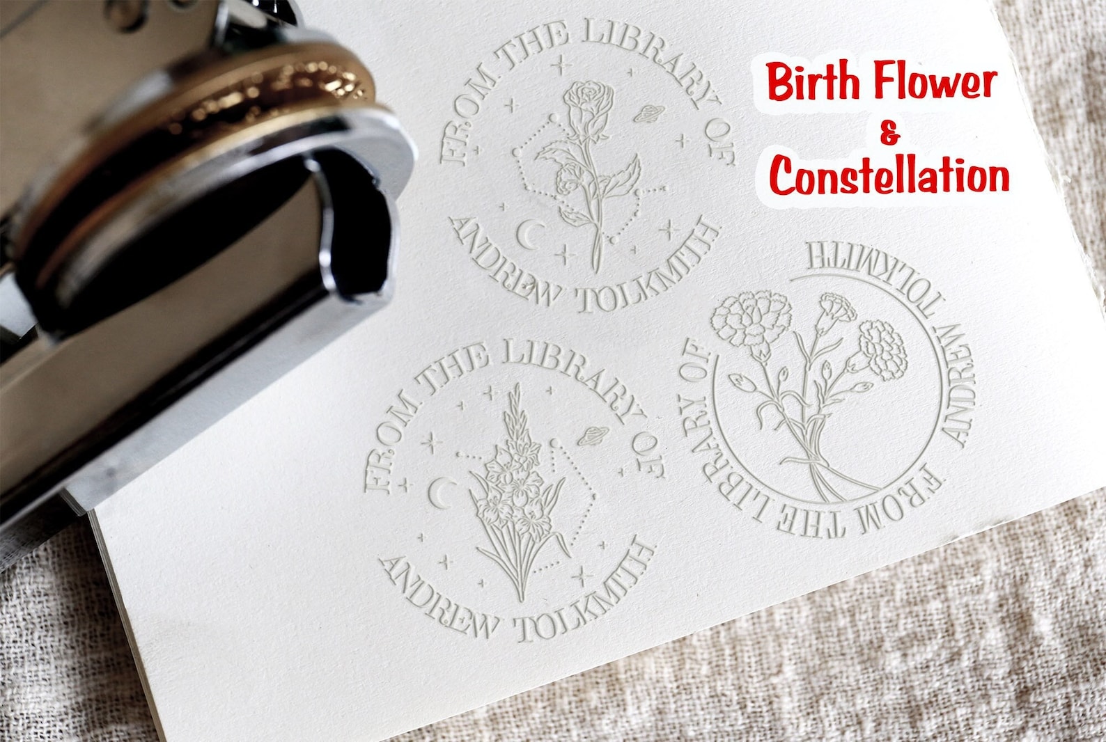 Custom Birth Flower Embosserpersonalized Embosser Stamp - Etsy