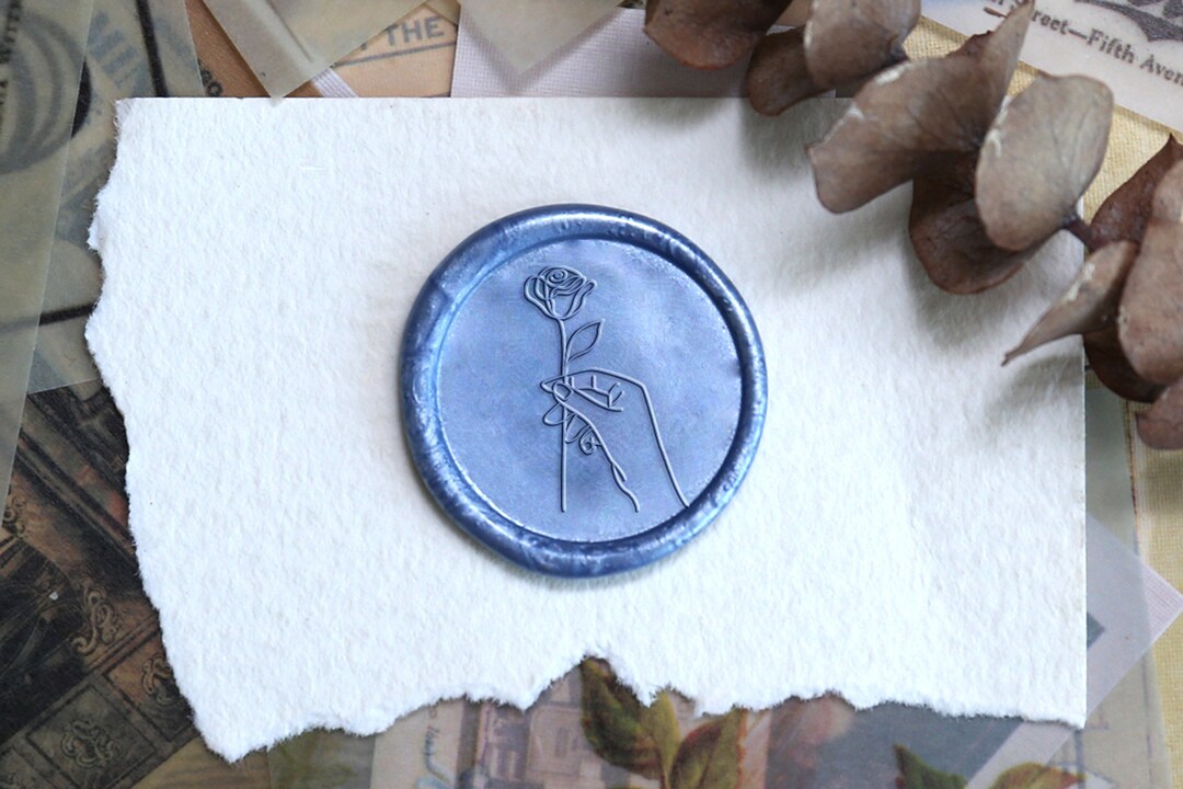 Holding Rose Wax Seal Stamp Kit, Rose Wax Seal Stamp Gift, Wedding Wax ...