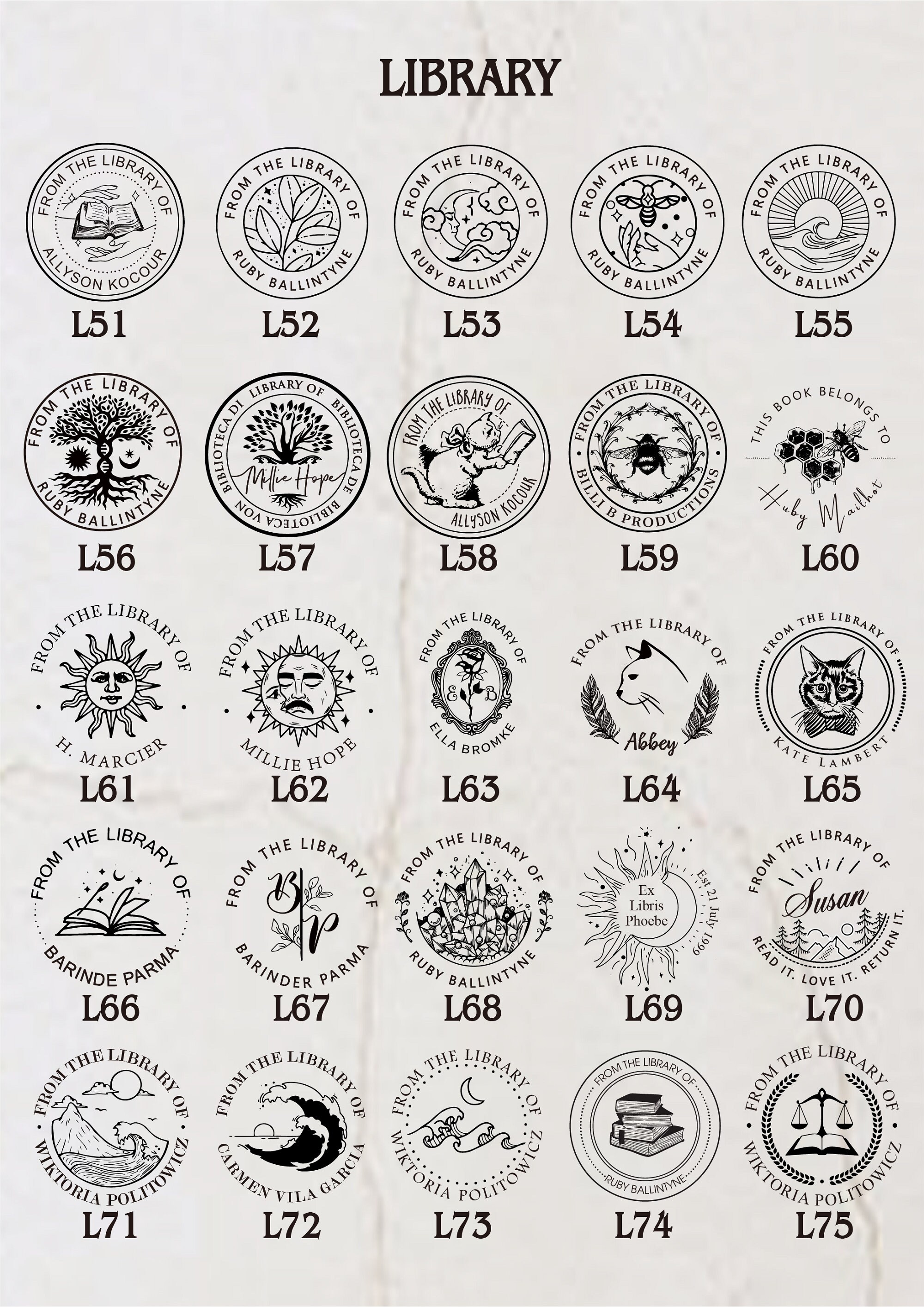 Custom Library Embosser Stamp,book Embosser,from the Library of ...