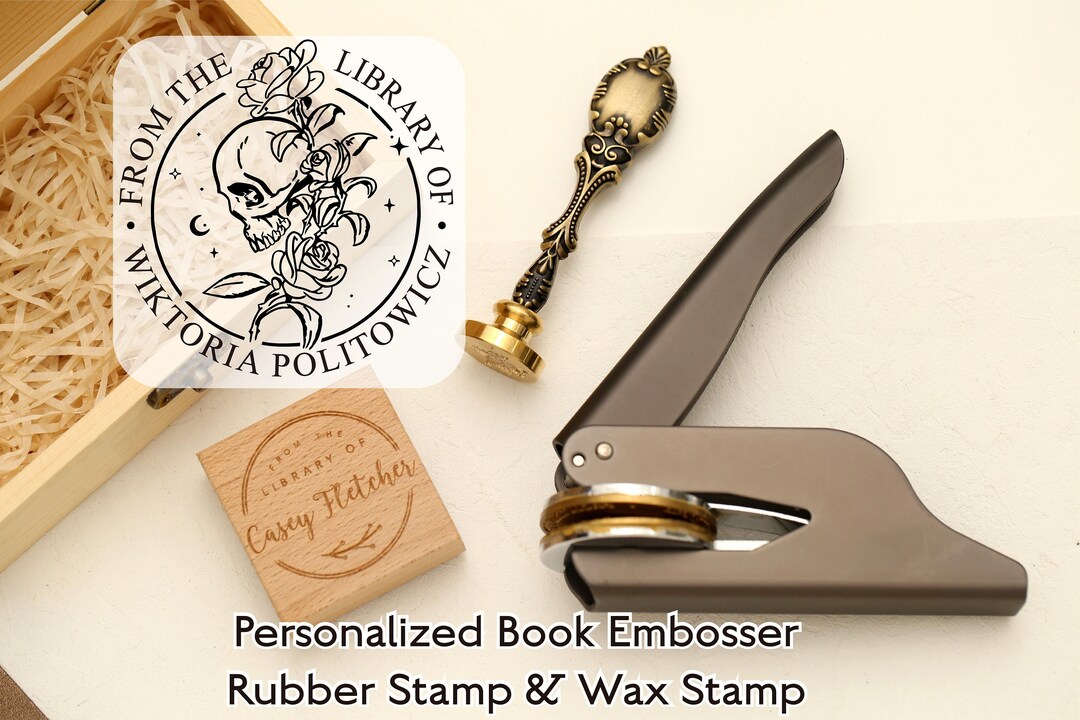 Custom Flora Skull Embosser, Skeleton Library Stamp/book Lover Gift ...