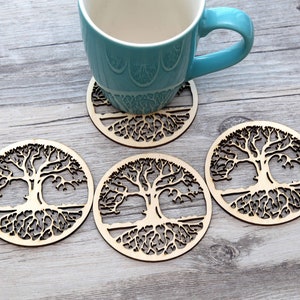 Tree of Life Coaster, Tree Wooden Coaster,drink Holder Wood Gift, Water ...