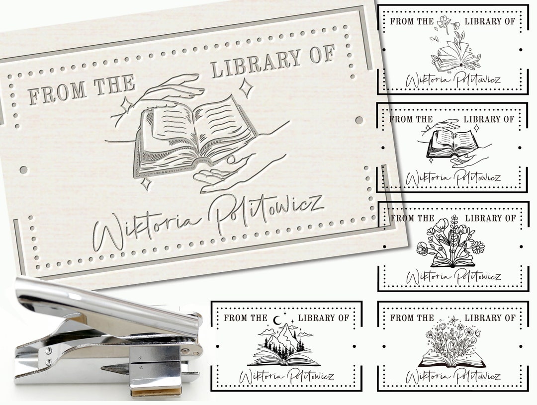 New!! Custom Rectangle Book Embosser, Personalized Library Stamp /book ...