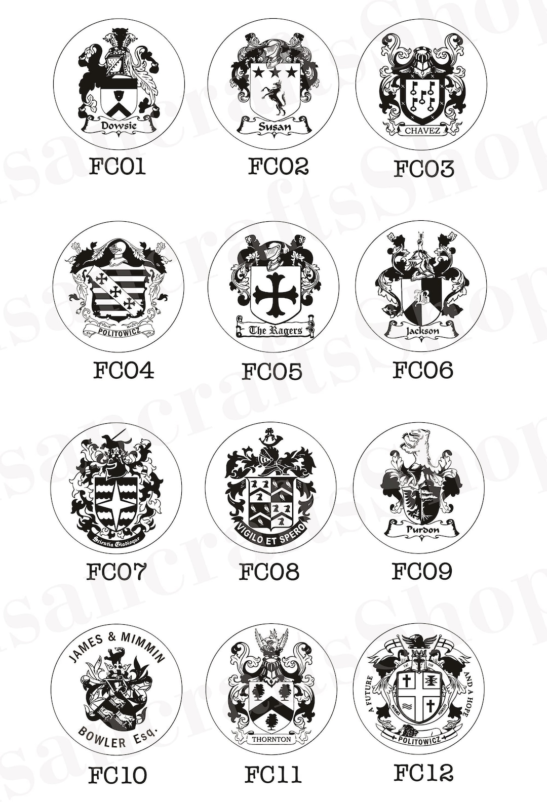 Personalized Family Crest Wax Seal Stamp, Coat of Arms Wax Seal Stamp ...