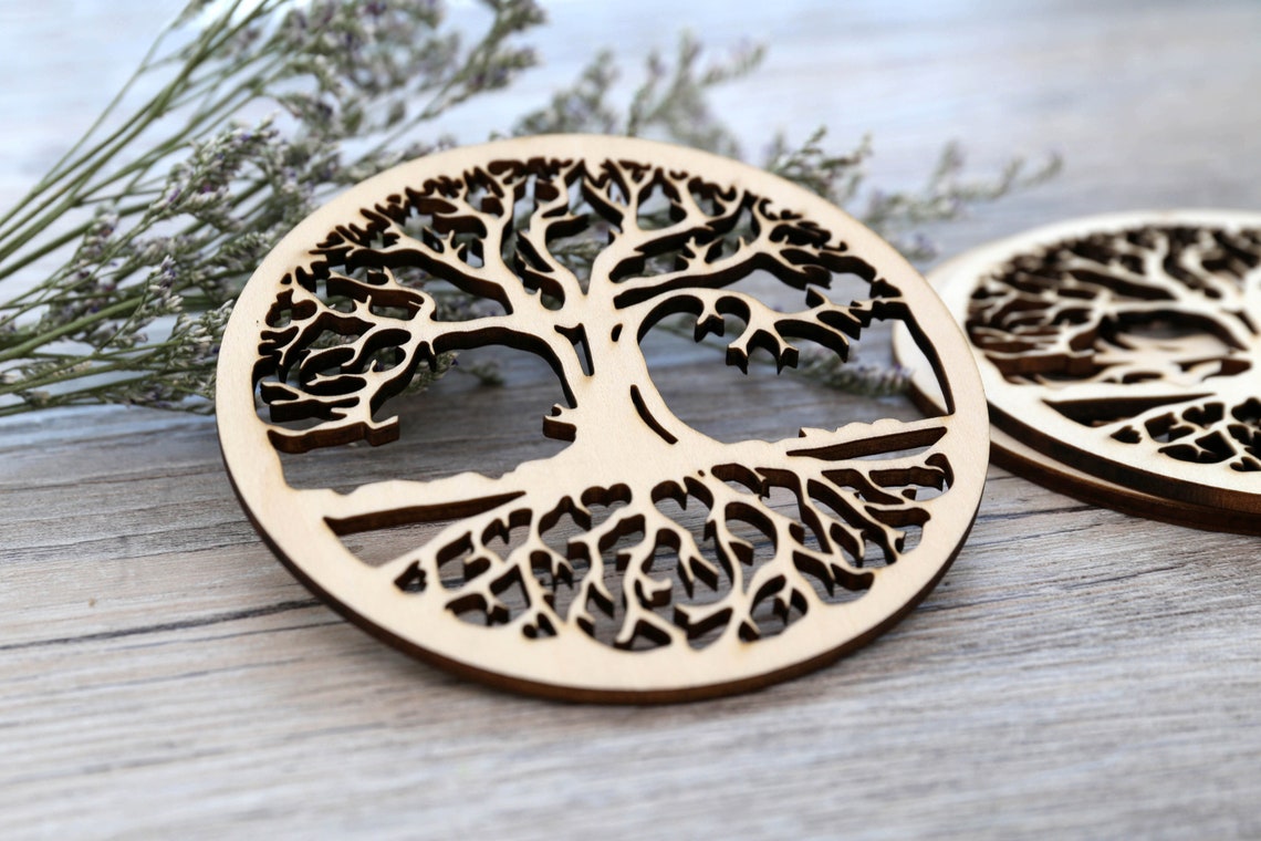 Tree of Life Coaster, Tree Wooden Coaster,drink Holder Wood Gift, Water ...
