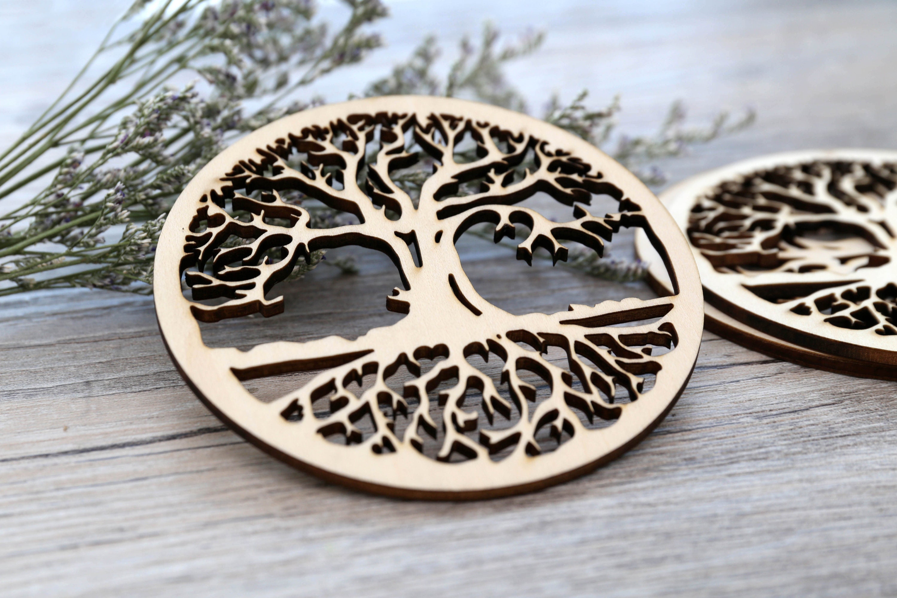 Tree of Life Coaster, Tree Wooden Coaster,drink Holder Wood Gift, Water ...
