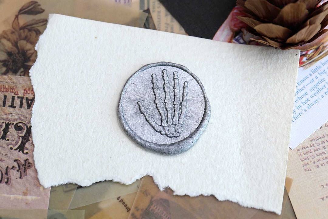 Hand Bone Seal Stamp, Skeleton Hand Wax Seal Stamp Kit, Wedding ...