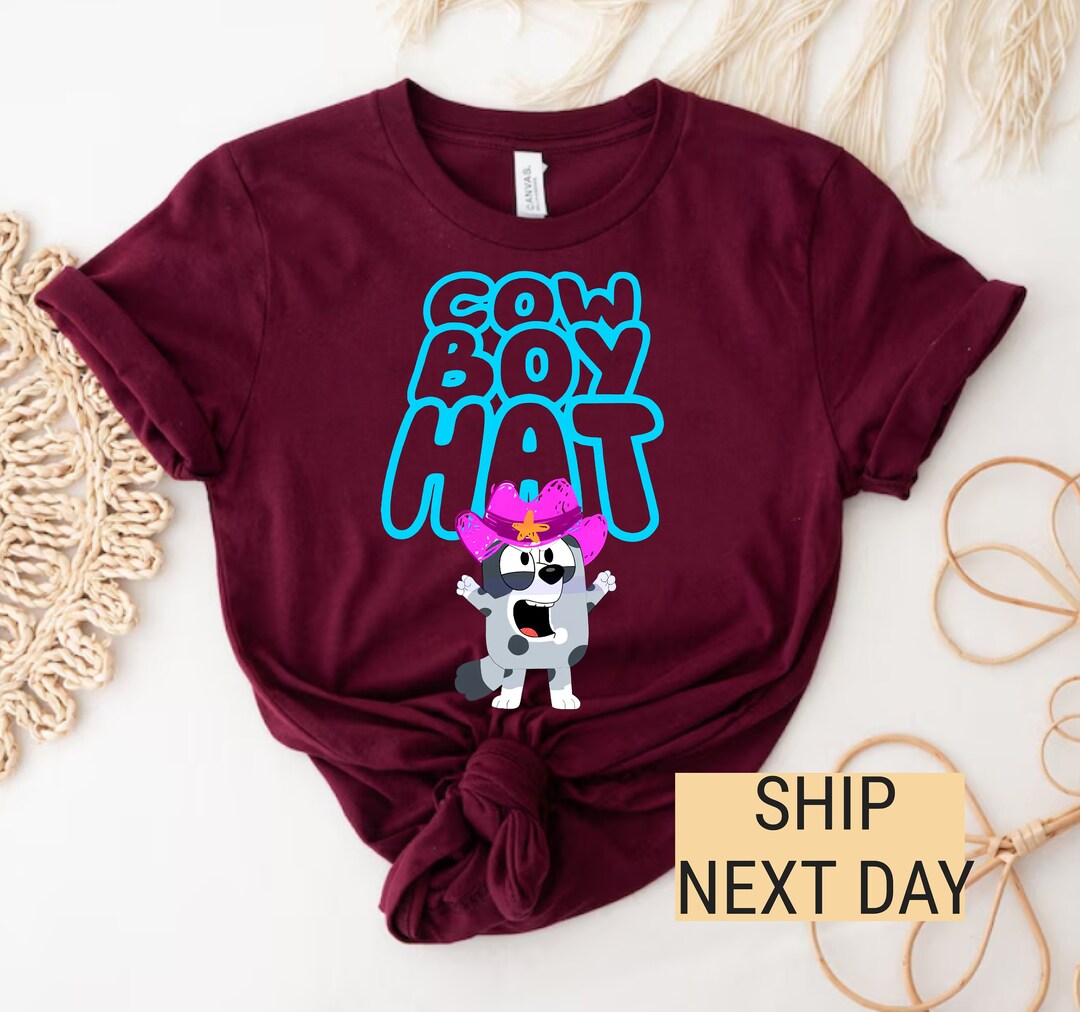 Muffin Heeler Cowboy Hat Tee Shirt Bluey Show Faceytime Episode Blue ...