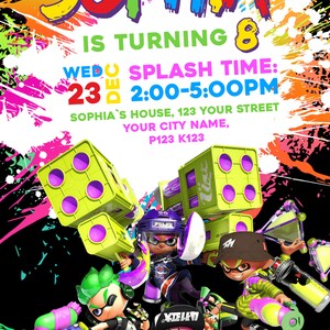 Splatoon Birthday Party Invitation Splat Gun Birthday - Etsy