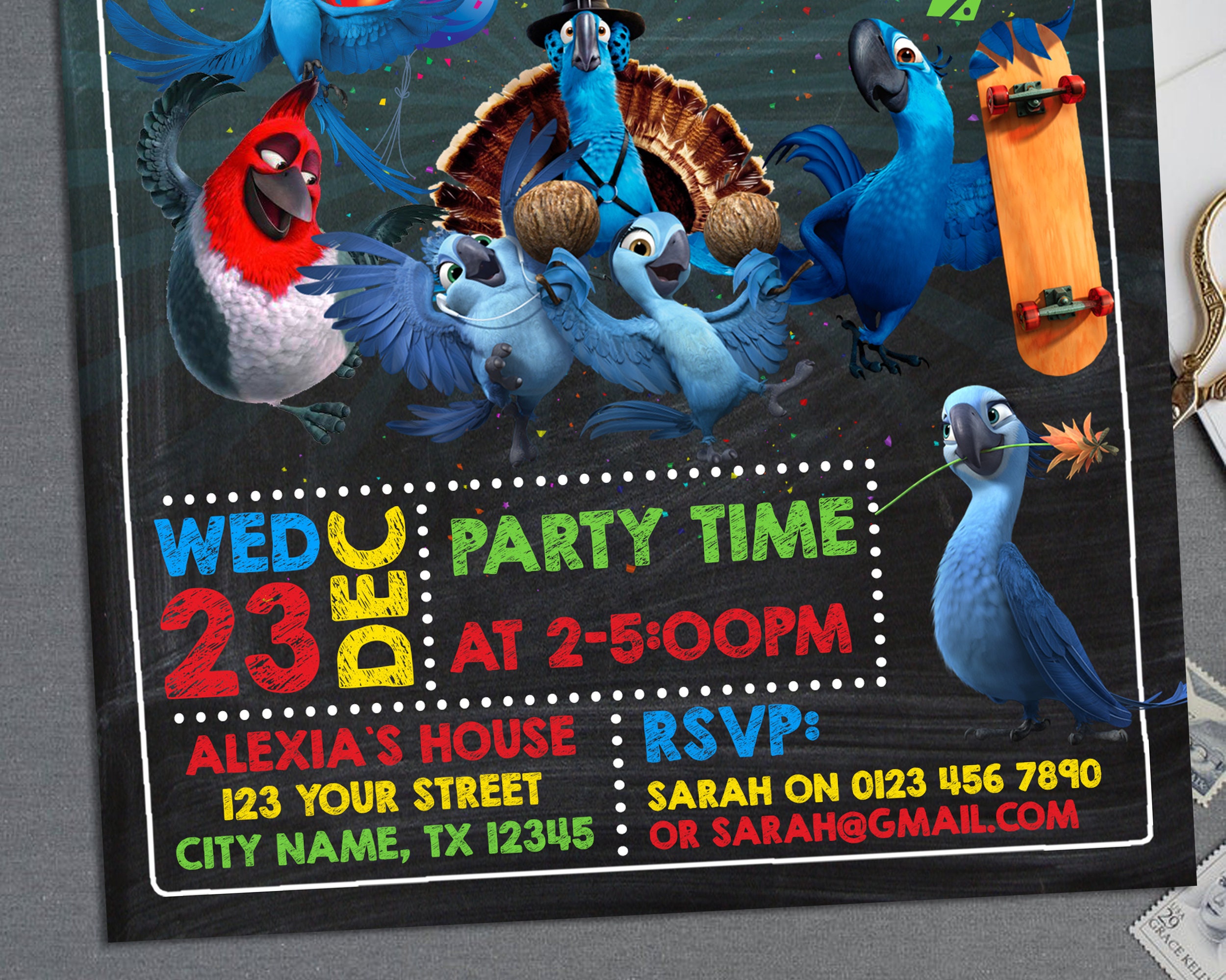 Rio Birthday Party Invitation Animals Birthday Party | Etsy