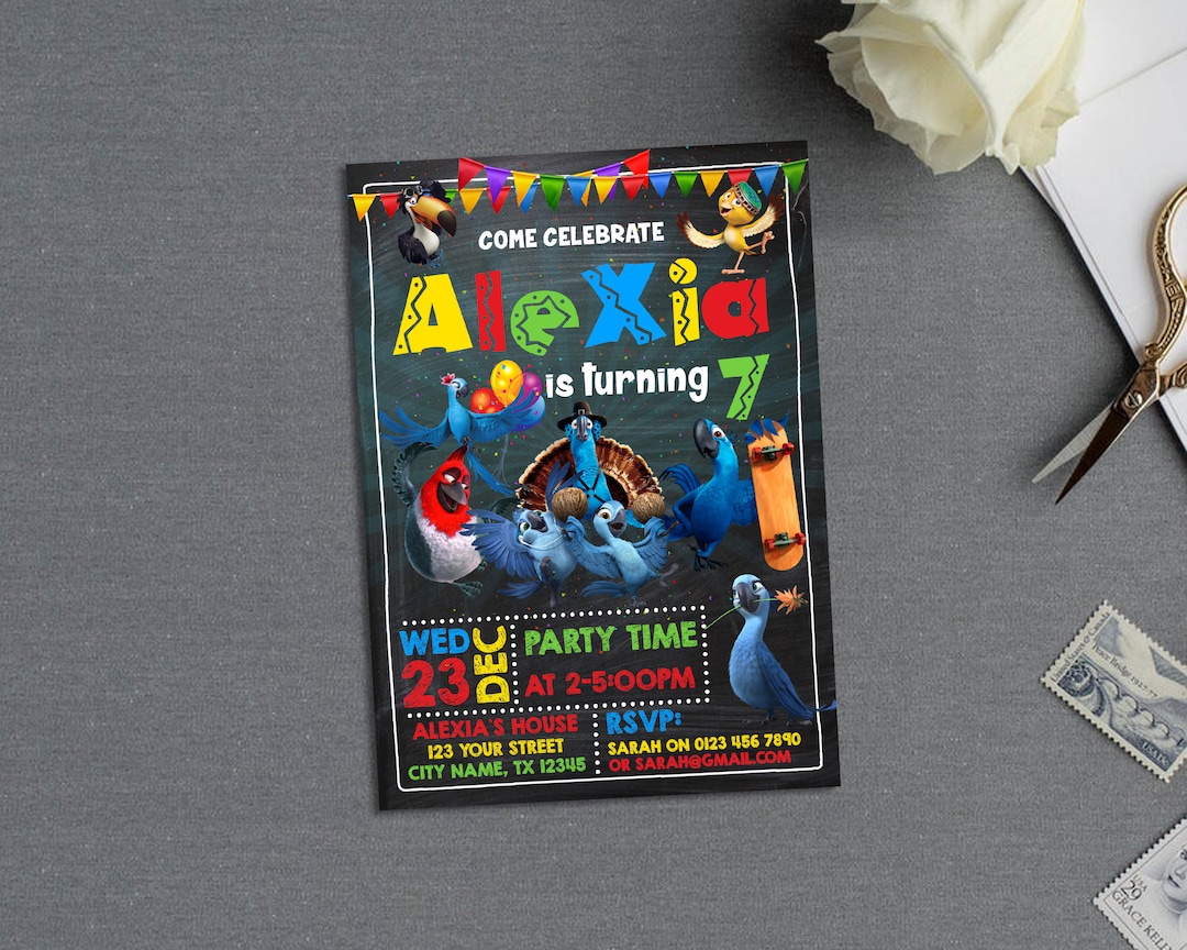 Rio Birthday Party Invitation Animals Birthday Party Invitation Jungle ...