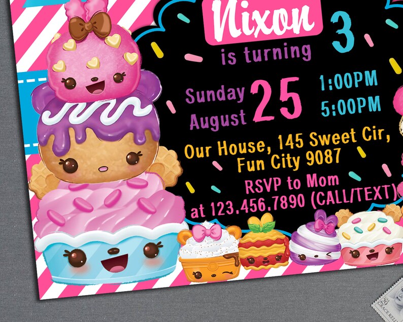 Num Noms Birthday Party Invitation, Sweet Birthday Party Invitation - Etsy