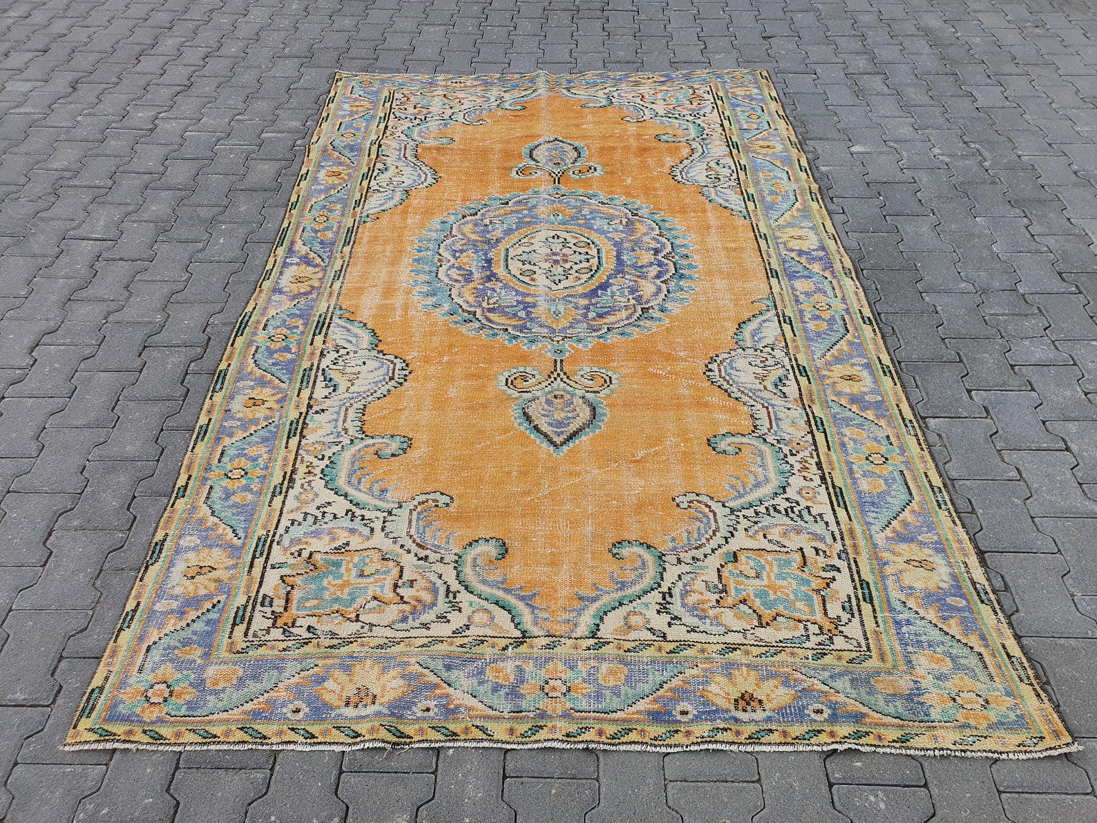 Orange Rug, Authentic Rug, Oriental Rug, Rug, Area Rug, Living Room Rug ...