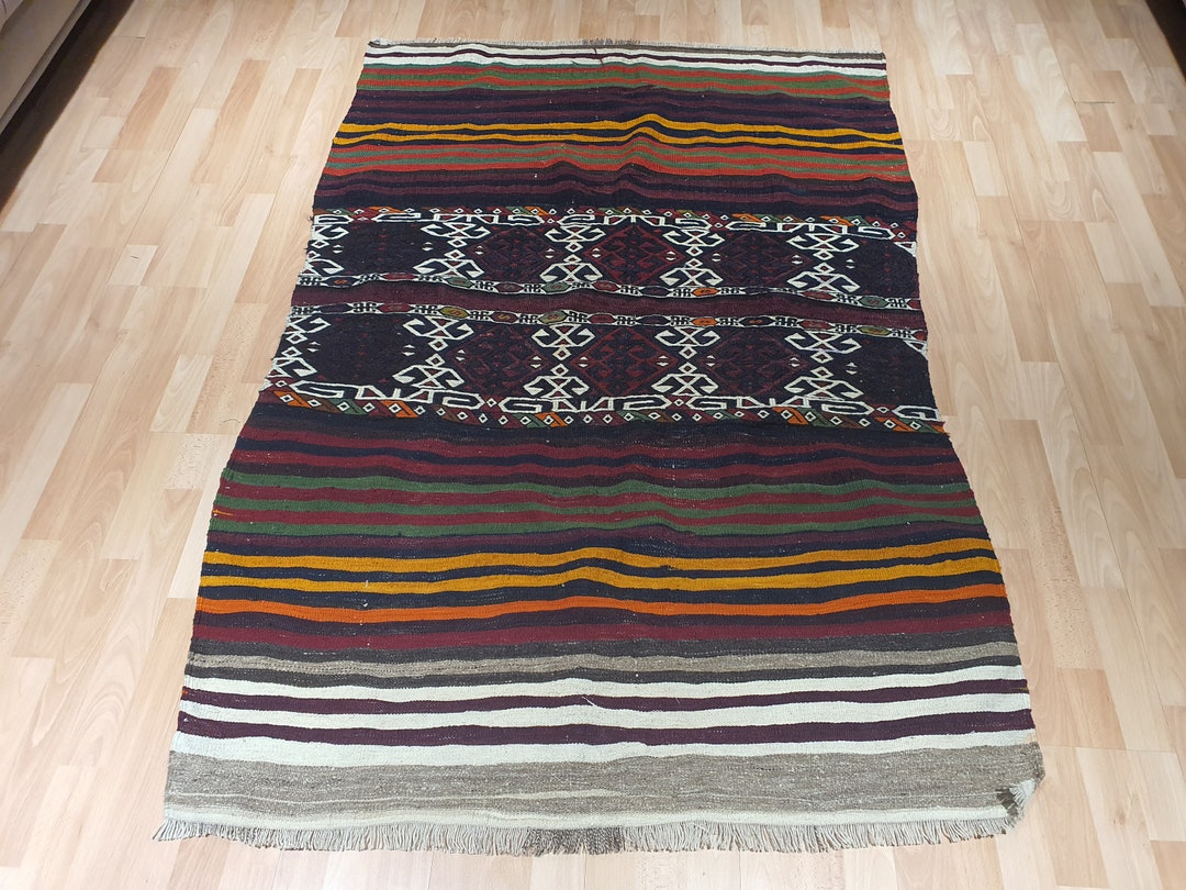 Ethnic Rug, Small Wool Rug, Office Rug, Eclectic Rug, Design Rug, Decor ...